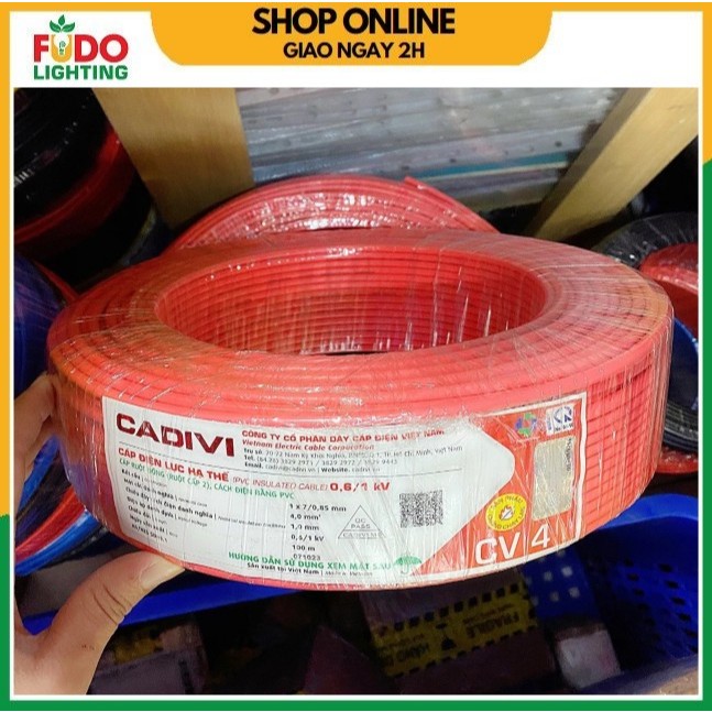 Dây điện đơn 100M CADIVI CV 4.0/ 5.5/ 6.0/ 8.0/ 10.0 (Giao màu ngẫu nhiên, khách chọn màu nhắn ...