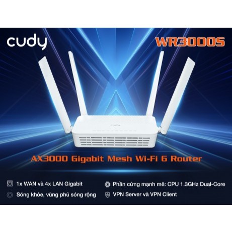 Router Wifi CUDY WR3000S - AX3000 Gigabit Mesh Wi-Fi 6 Router | Shopee ...