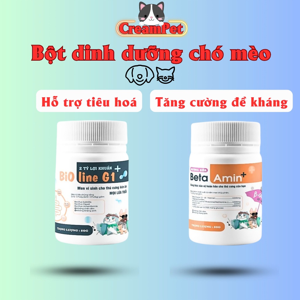 Bột dinh dưỡng Beta Amin Tăng Đề kháng, Men vi sinh cho chó mèo ...