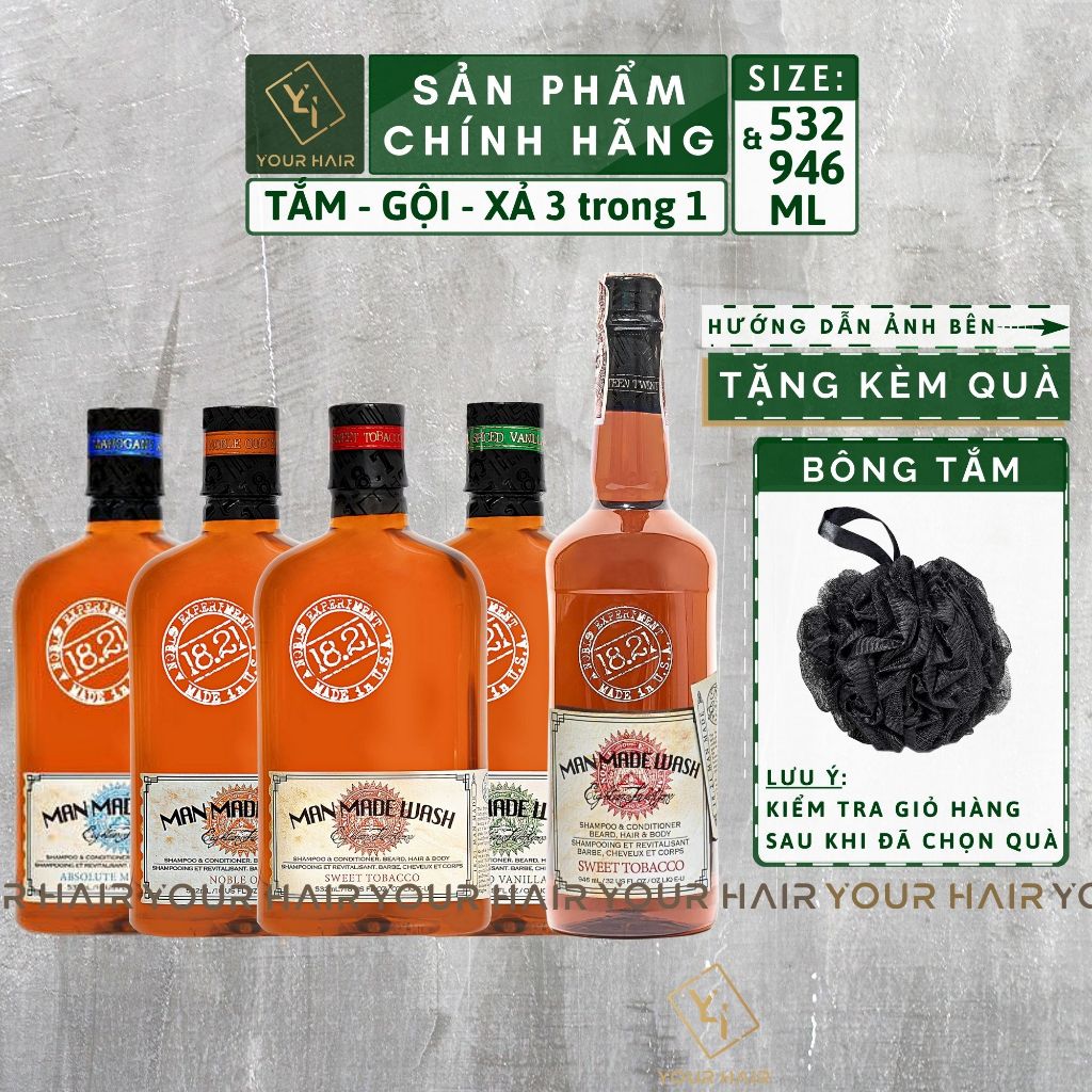 Sữa TẮM GỘI XẢ 3 trong 1 cho nam 18.21 Man Made Wash 3 in 1 | 532ml - 946ml | Shopee Việt Nam