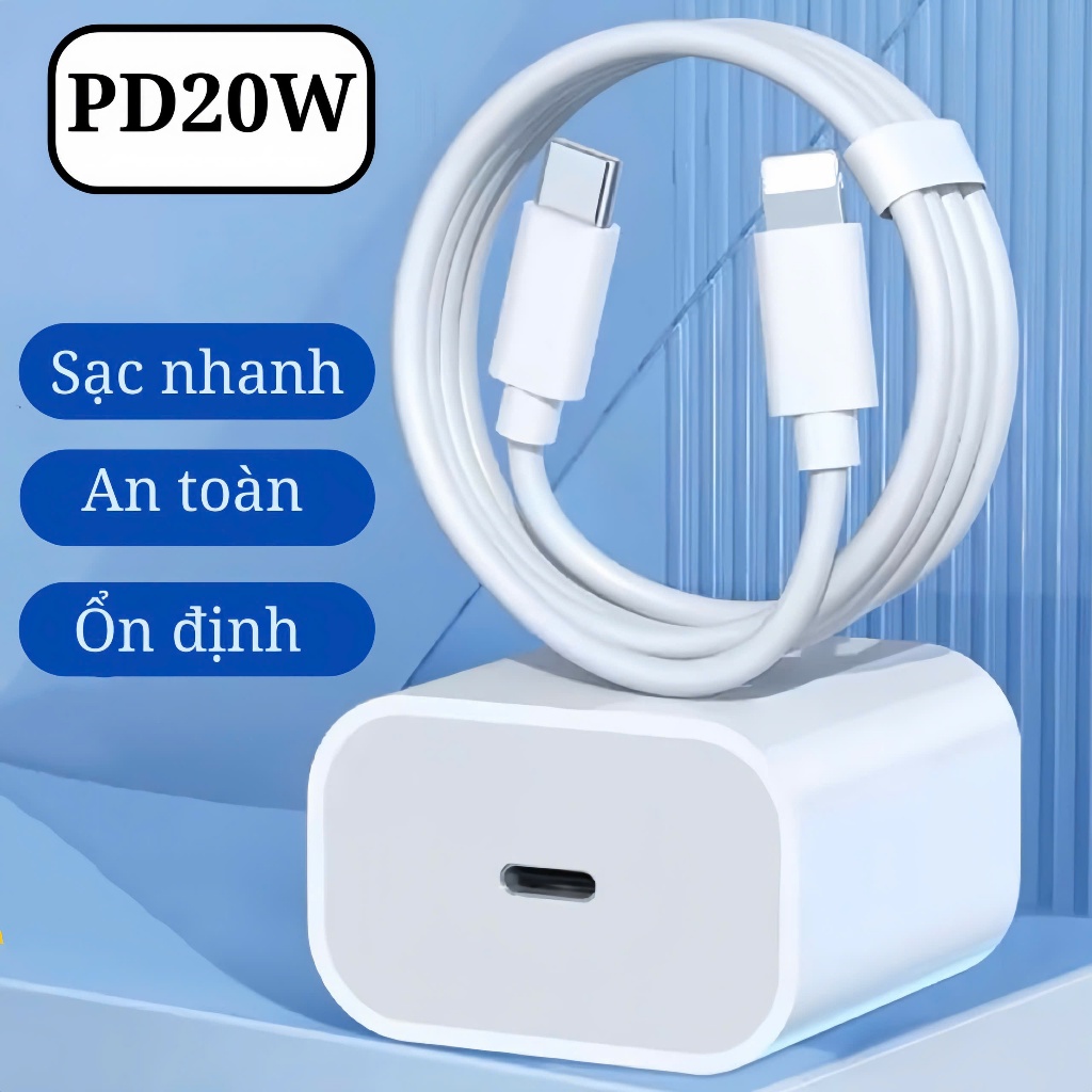 Bộ sạc nhanh PD 20W củ và dây dành cho điện thoại sạc nhanh Type-C từ dòng X 11 12 13 14 15 ...