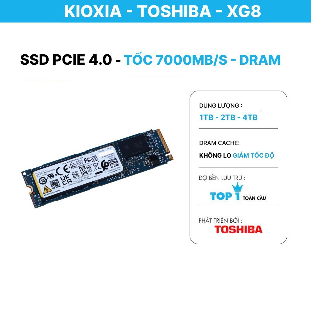 SSD Kioxia (TOSHIBA) XG7 M.2 PCIe Gen4 x4 BiCS - Tốc 6500 - Có Dram(NEW ...