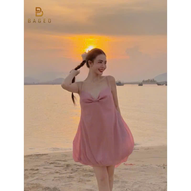 CHUẨN HÃNG mẫu mặc BAGEO Váy hai dây dáng bí | Shopee Việt Nam