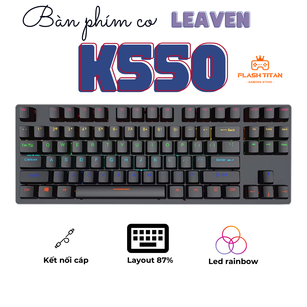 Bàn phím Cơ Gaming K550 V3 - Hỗ trợ đa dạng hệ điều hành - Led nhiều chế độ - Layout TKL 87 phím ...