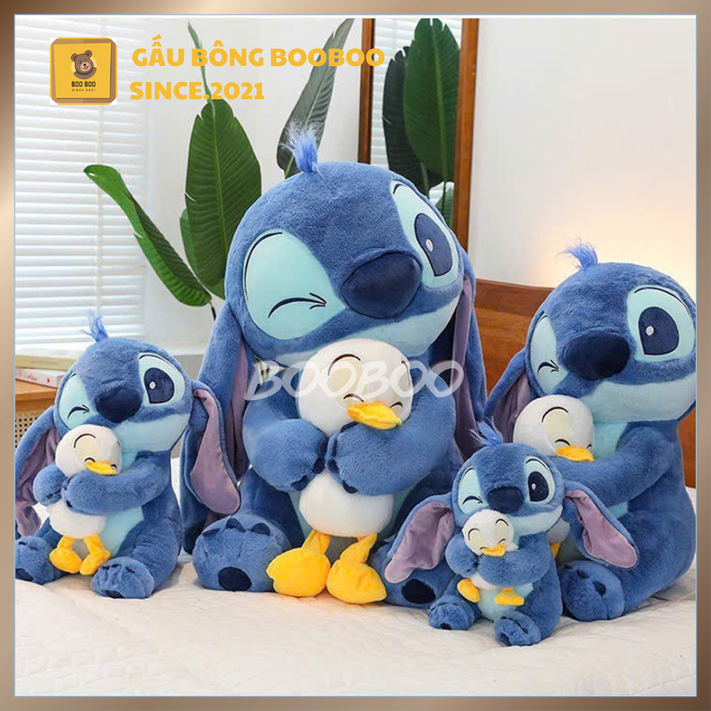 Gấu Bông Stitch Xanh Ôm Vịt, Thú Nhồi Bông Stitch Nhồi Bông Mềm Mịn Gấu ...
