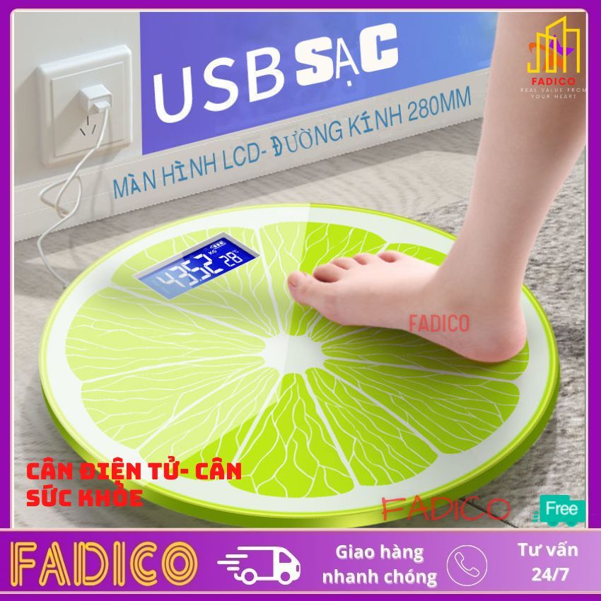 Cân điện tử sạc USB,Cân sức khỏe gia đình mẫu tròn hiệu Boro chống va ...