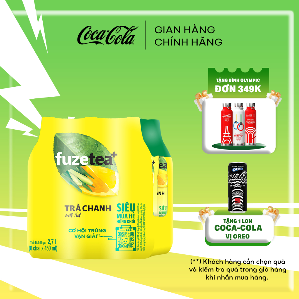 Lốc 6 Chai Trà Chanh Sả Fuzetea+ (450ml/Chai) Coca-Cola Official Store ...