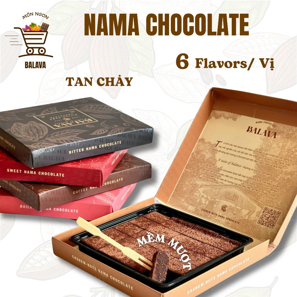 SOCOLA TƯƠI NAMA BALAVA CHOCOLATE HOUSE ĐÀ LẠT - 6 VỊ SOCOLA MỀM MƯỢT ...