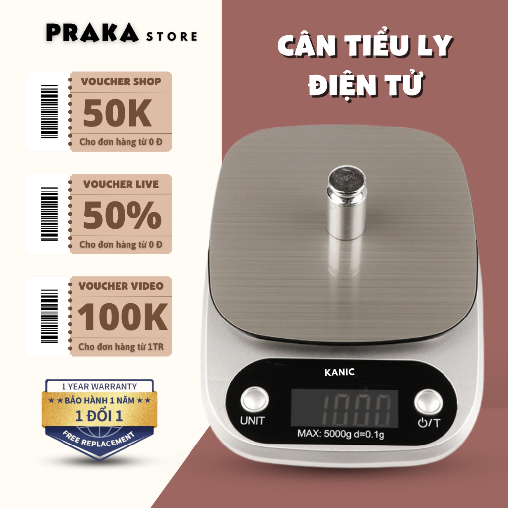 Cân tiểu ly điện tử nhà bếp mini KANIC định lượng 0.1g - 5kg, 10kg Cân tiểu li làm bánh độ chính ...