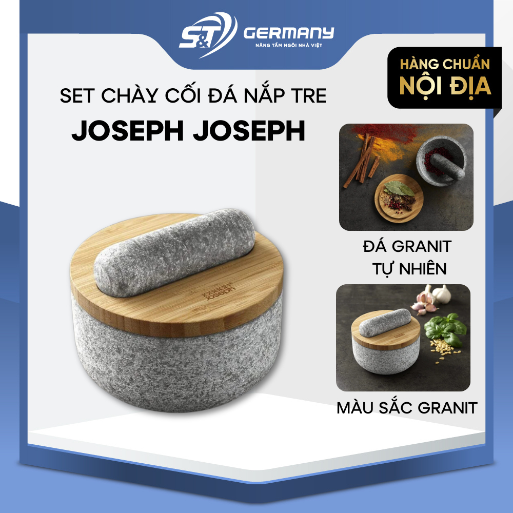 Set chày cối đá Joseph Joseph nắp tre 20176 nội địa Đức, Set chày cối ...