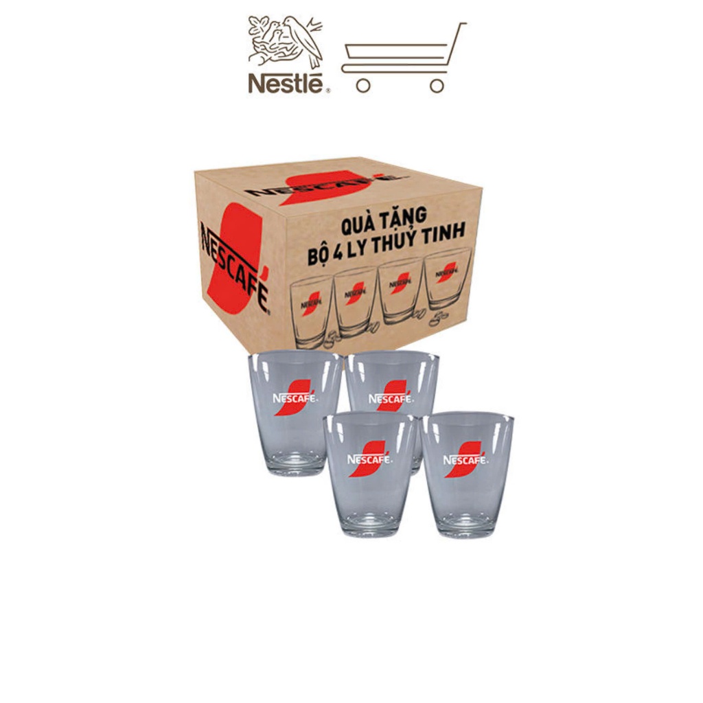 Bộ 4 ly thủy tinh Nescafe | Shopee Việt Nam