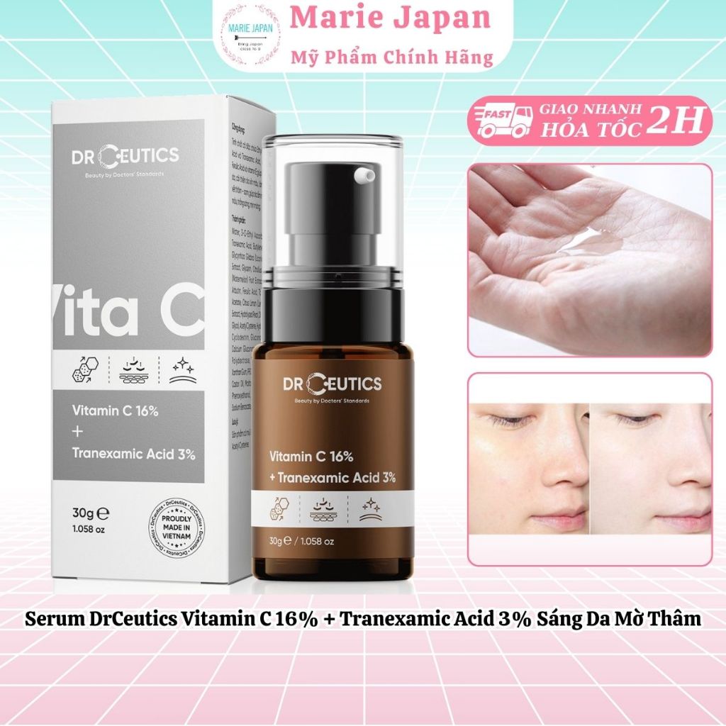 Serum DrCeutics Vitamin C 16% + Tranexamic Acid 3% Dưỡng Sáng Mờ Thâm Nám Chống Lão Hóa Da Chai ...
