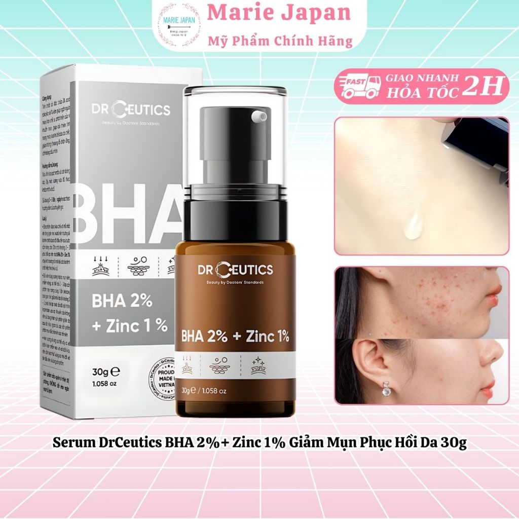 Serum DrCeutics BHA 2%+ Zinc 1% Hỗ Trợ Giảm Mụn Kiểm Soát Dầu Nhờn Phục Hồi Da - Chai 30g ...