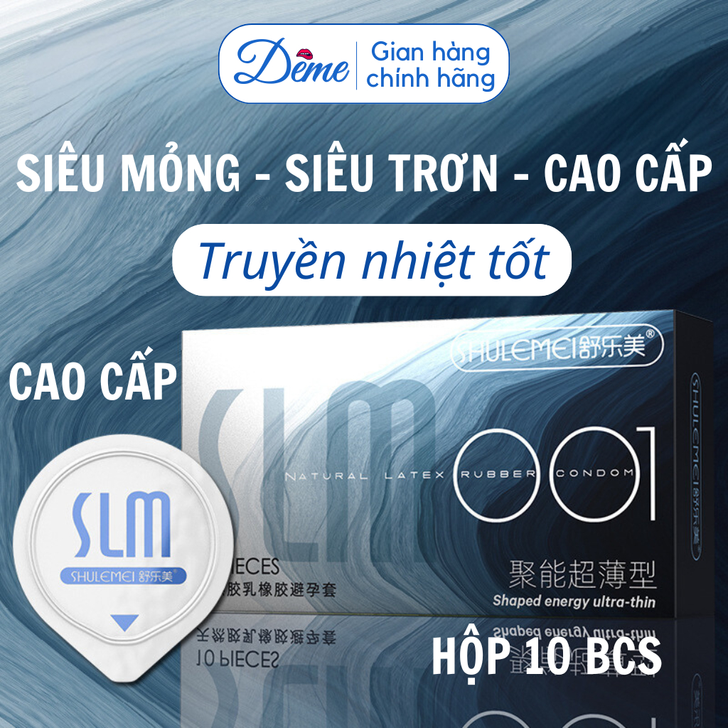 Bao cao su cao cấp siêu mỏng SLM 001 nhiều gel và truyền nhiệt - hộp 10 ...