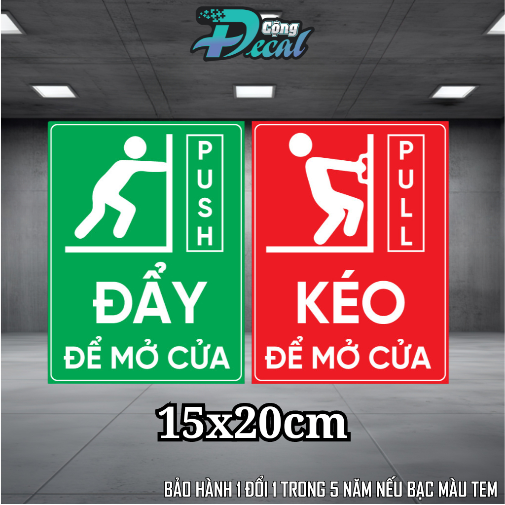 Decal kéo đẩy, sticker kéo đẩy pull pash dán cửa, decor trang trí cửa ...