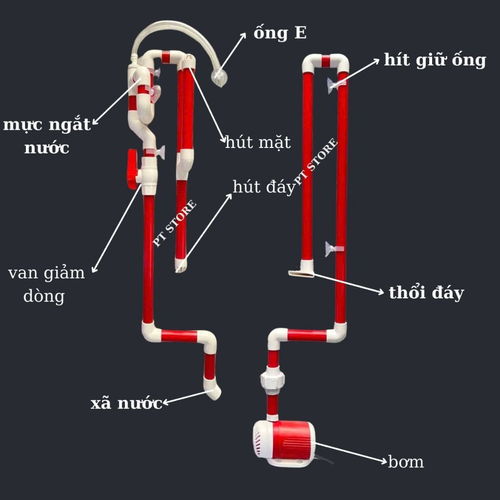 COMBO TRọn Bộ OVERFLOW và Ống Nối Bom Kèm Bơm, dùng cho lọc tràn dưới ...