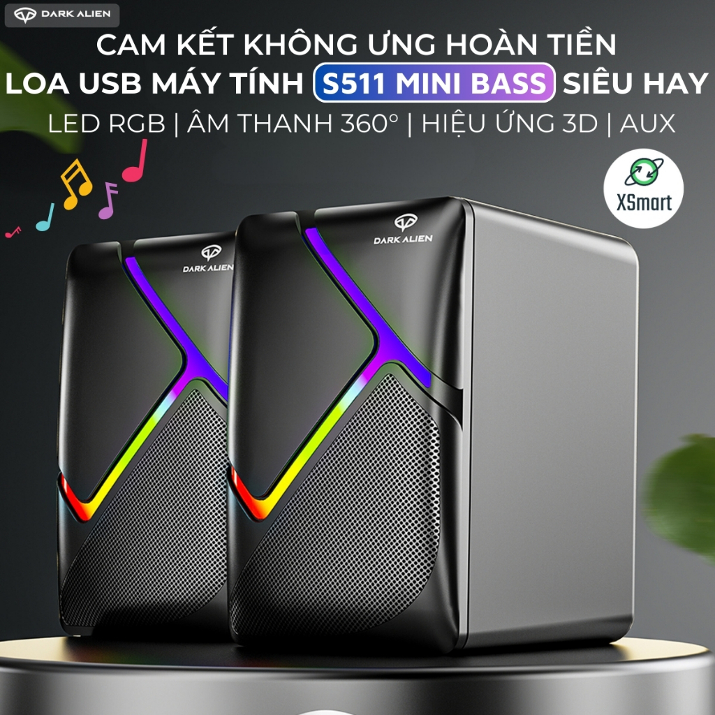 Loa Máy Tính Mini Bass Dark Alien S511 Led RGB 2 Loa Kép Âm Thanh Vòm ...