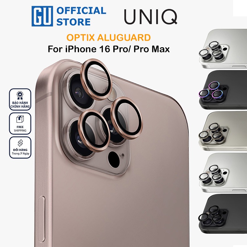 Kính Bảo Vệ Camera UNIQ OPTIX ALUGUARD Cho iPhone 16 Pro/ 16 Pro Max ...