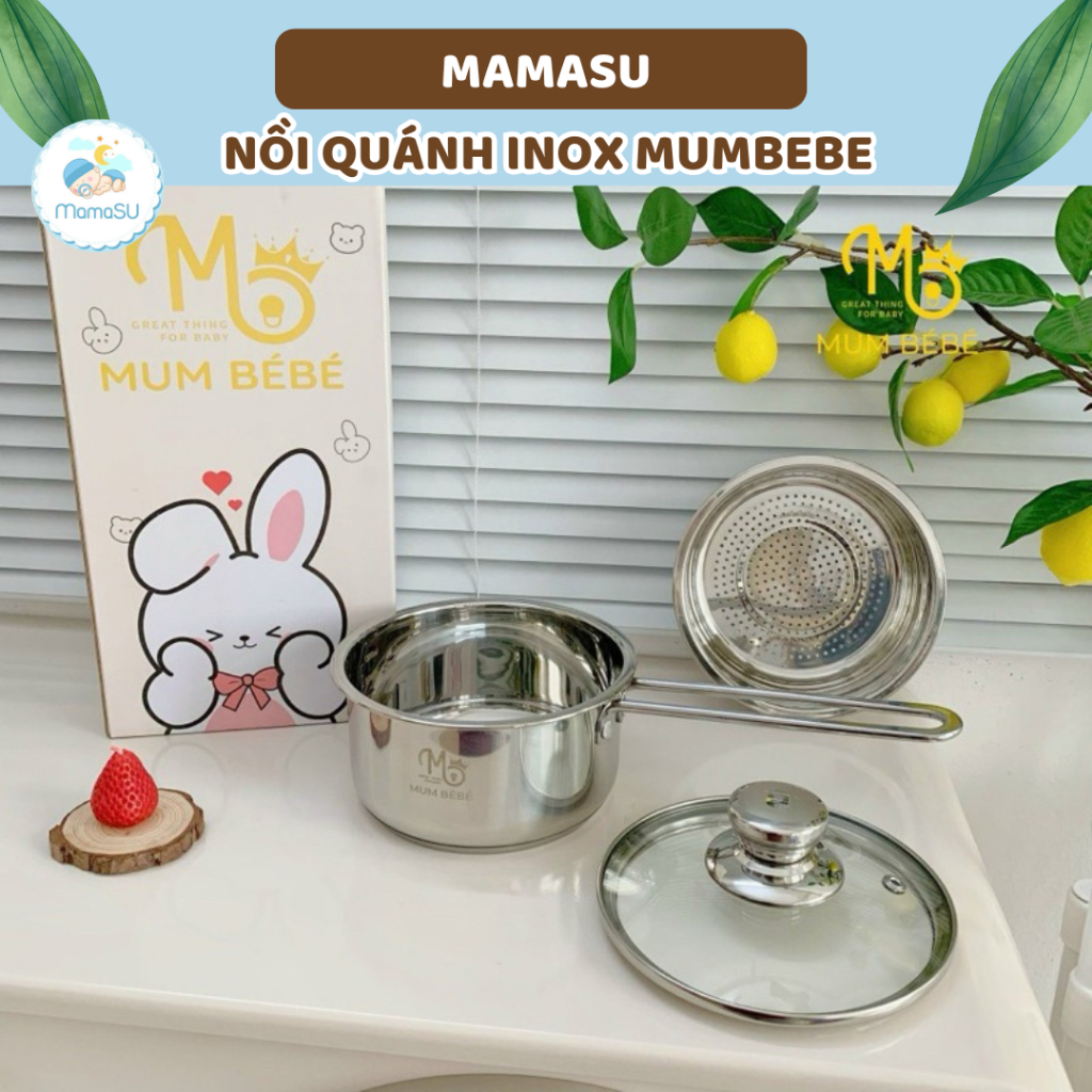 Nồi Quánh Inox Mumbebe Nấu Cháo Quấy Bột Cho Bé Ăn Dặm 14cm 16cm Inox ...