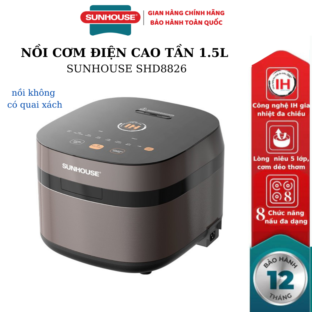 NỒI CƠM ĐIỆN CAO TẦN 1.5L SUNHOUSE SHD8826 - Hàng chính hãng Bảo hành ...