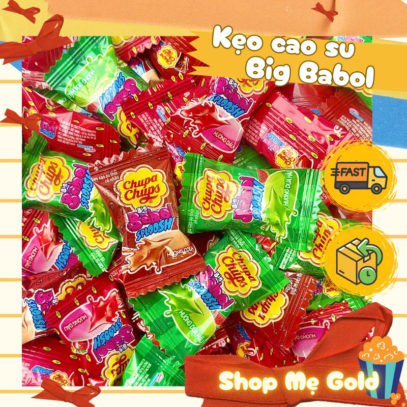 Combo kẹo cao su thổi Big babol Chupa Chups có nhân siro hương hỗn hợp (gói 3,4g), đồ ăn vặt ...