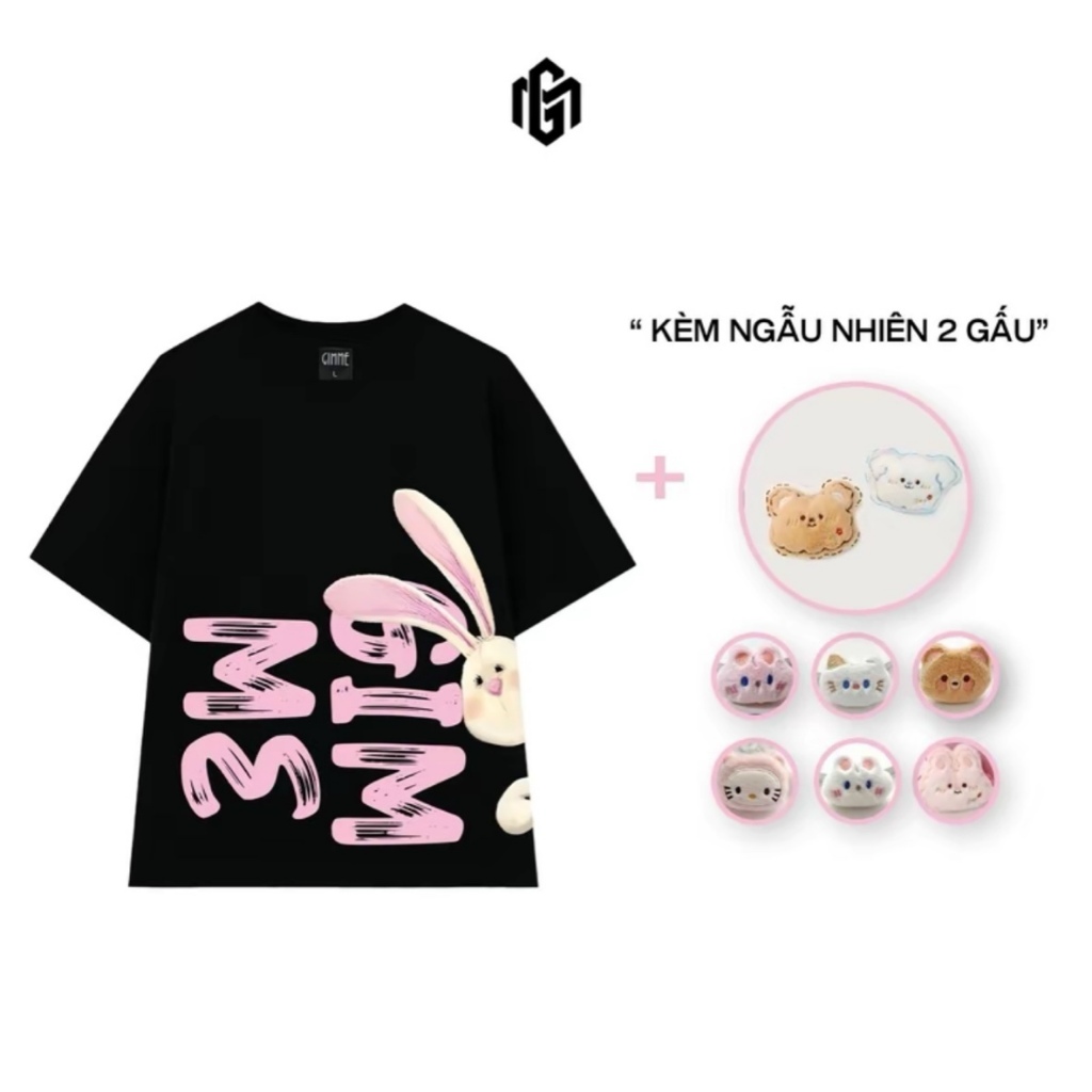 [Kèm Cham Gấu] Áo Thun Gimme - Oversize Thỏ - Kèm Gấu - Premium Cotton ...