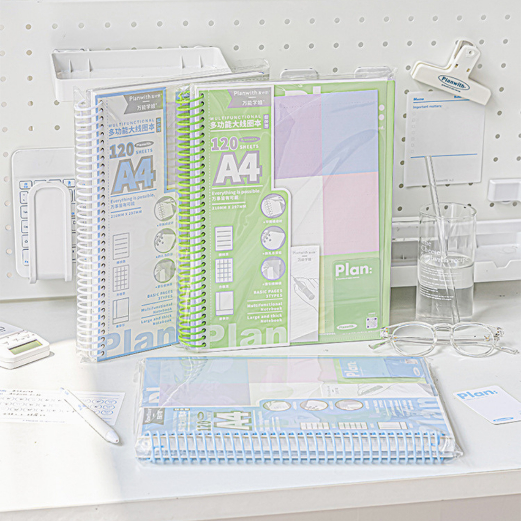 Sổ Lò Xo A4 PLANWITH Multifunctional 240 Trang Giấy Grid+Line+Cornell Có Đường Pre-cut & Sẵn Lỗ ...