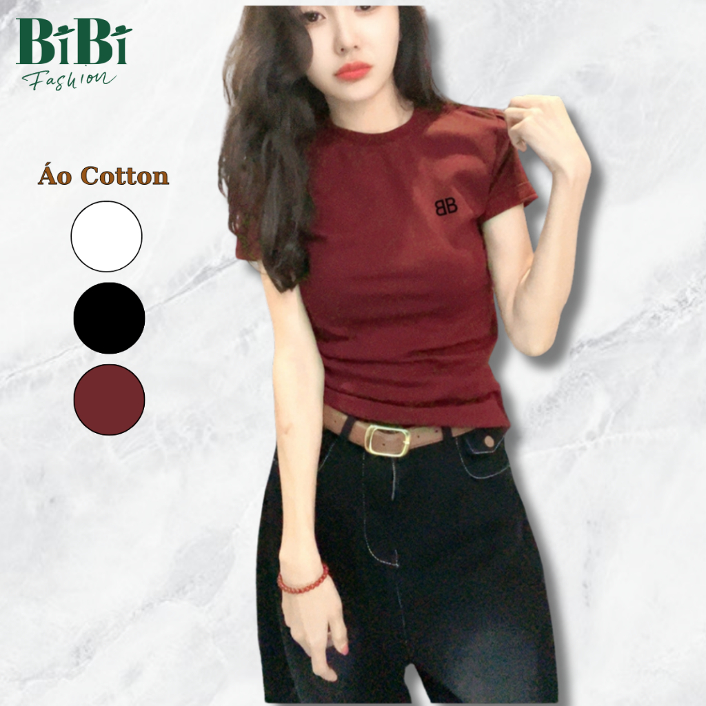 Áo thun nữ cổ tròn, cộc tay form rộng vải cotton cao cấp thoáng mát ...