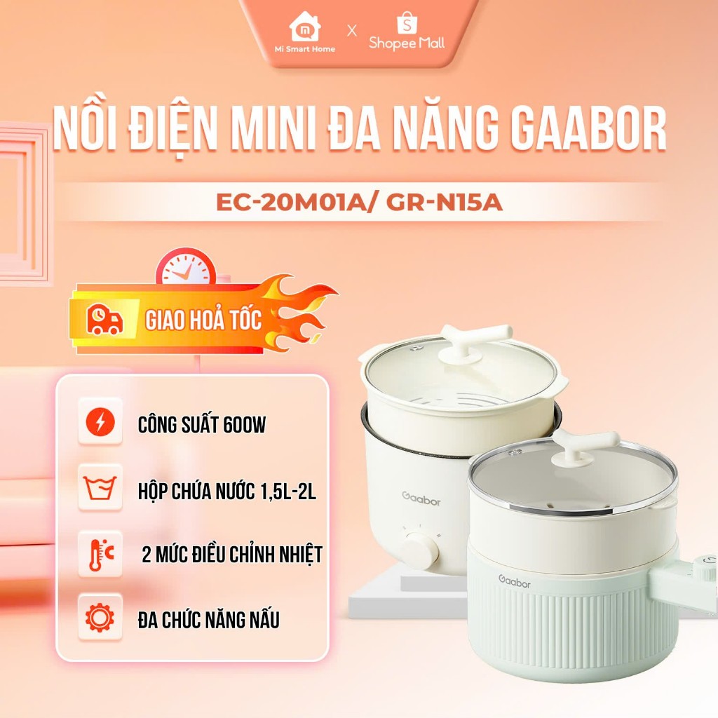 Nồi điện đa năng dung tích 1,5L/ 2L GAABOR GR-N15A / EC-20M01A phủ lớp ...