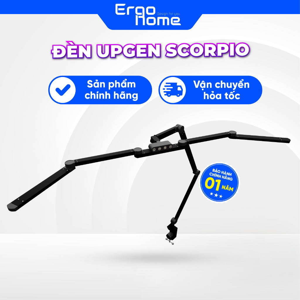 Đèn bảo vệ mắt kẹp bàn UPGen Scorpio học tập, đọc sách kéo dài và gấp ...