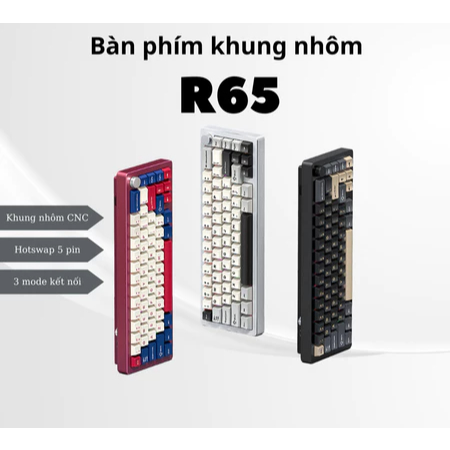 Bàn Phím Không Dây Nhôm Dark Alien R65 - 3 mode kết nối - Mạch xuôi ...