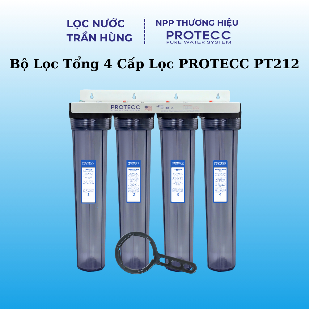 Bộ Lọc Thô Đầu Nguồn 4 Cấp Lọc PROTECC PT212 20 Inch - Lọc Nước Giếng ...
