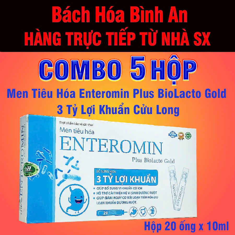 Combo 5 Hộp Men Tiêu Hóa Enteromin Plus BioLacto Gold 3 Tỷ Lợi Khuẩn (H ...