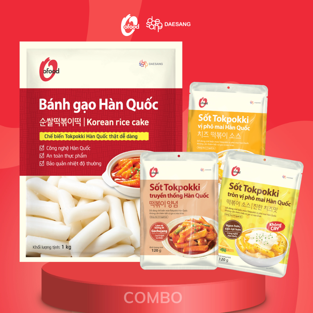 [O'Food] COMBO bánh gạo 1kg và 3 gói sốt tokbokki 120g | Shopee Việt Nam
