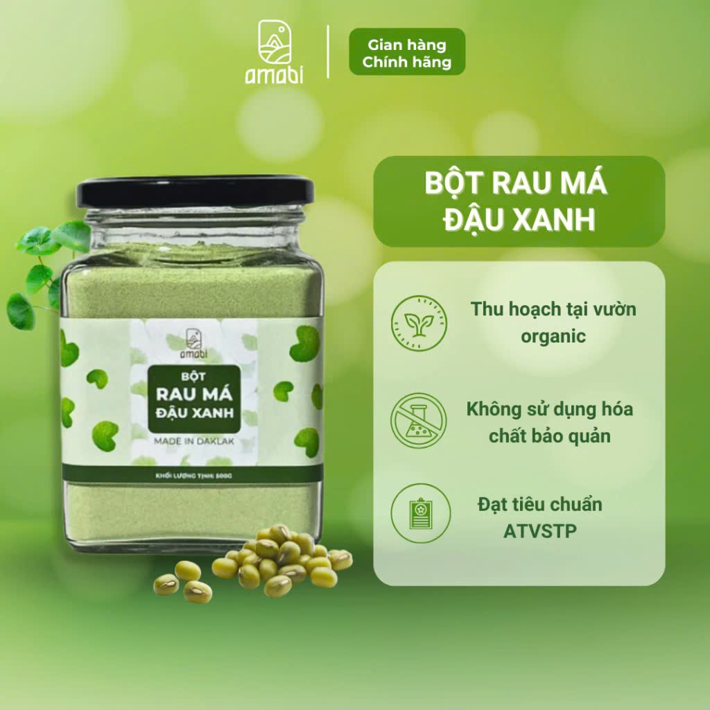 Rau má đậu xanh OGANIC amabi,Bột rau má nguyên chất thanh nhiệt,giải ...