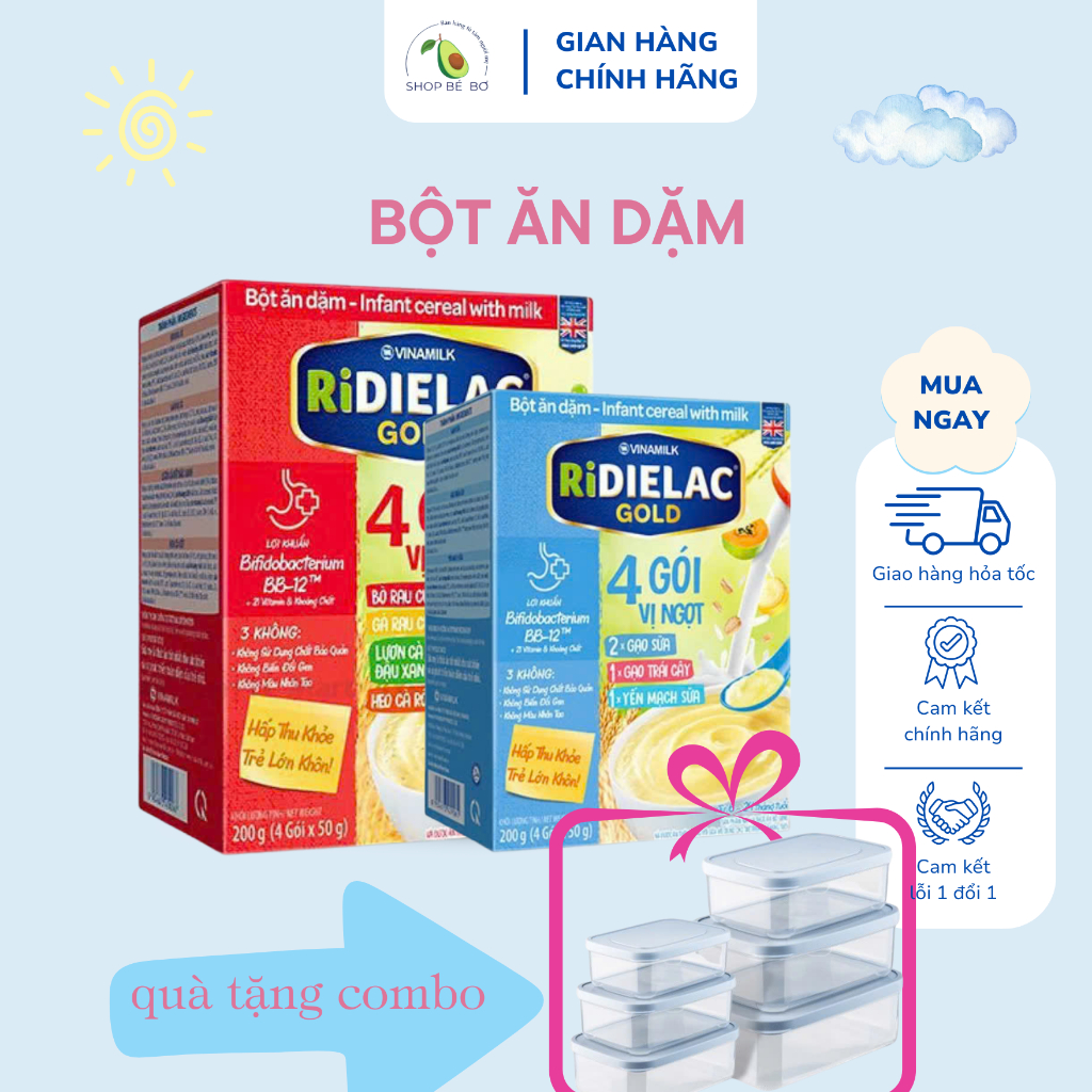 Bột ăn dặm cho bé Vinamilk, bột ăn dặm Ridielac dinh dưỡng giúp bé ăn ...