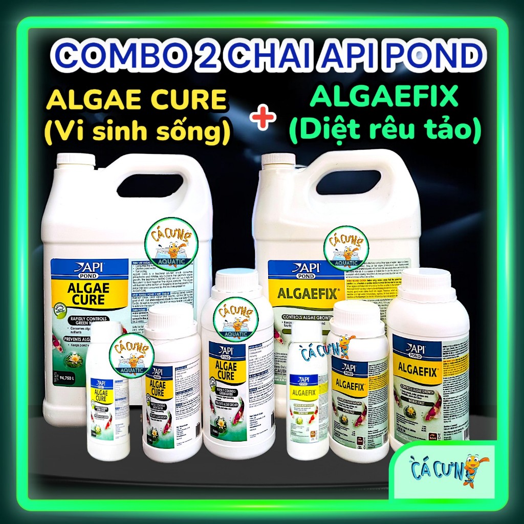 COMBO Vi sinh API ALGAE CURE POND + Diệt Rêu Tảo ALGAEFIX POND cao cấp ...