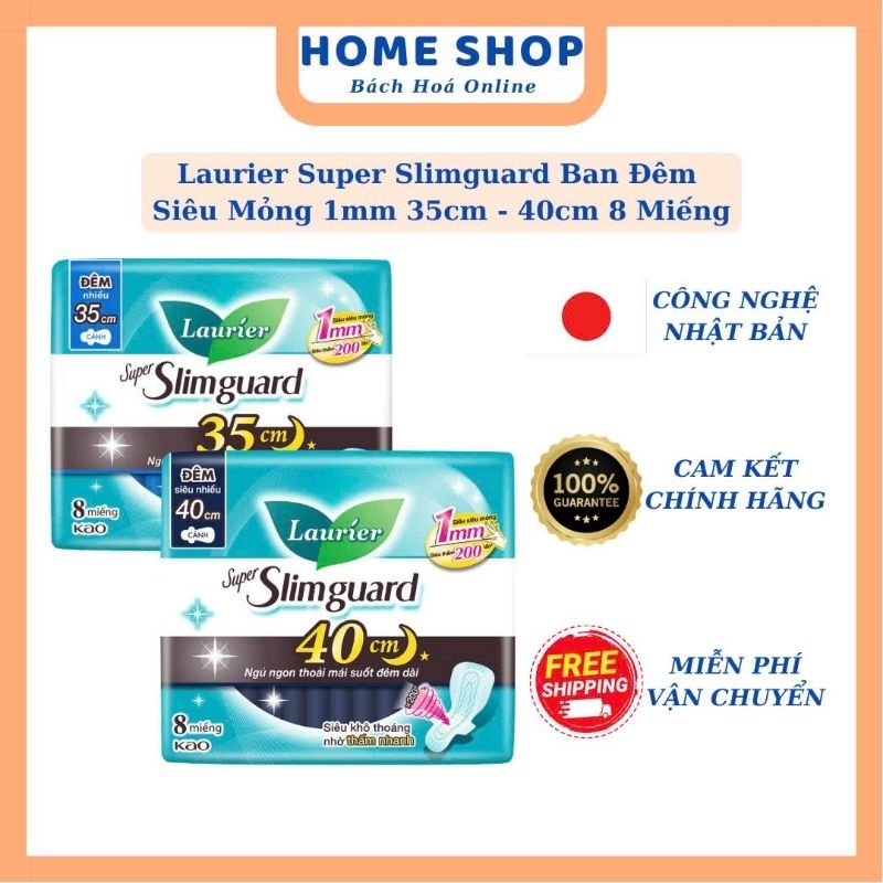 [COMBO 4 GÓI BVS] Băng Vệ Sinh Ban Đêm Laurier Super Slimguard Siêu ...