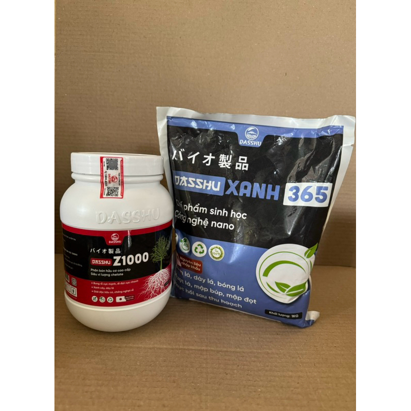 Combo 1 hộp Dasshu Z1000 (1kg) + 1 gói Dasshu Xanh 365 (1kg) kích rễ mạnh bung đọt nhanh, xanh ...