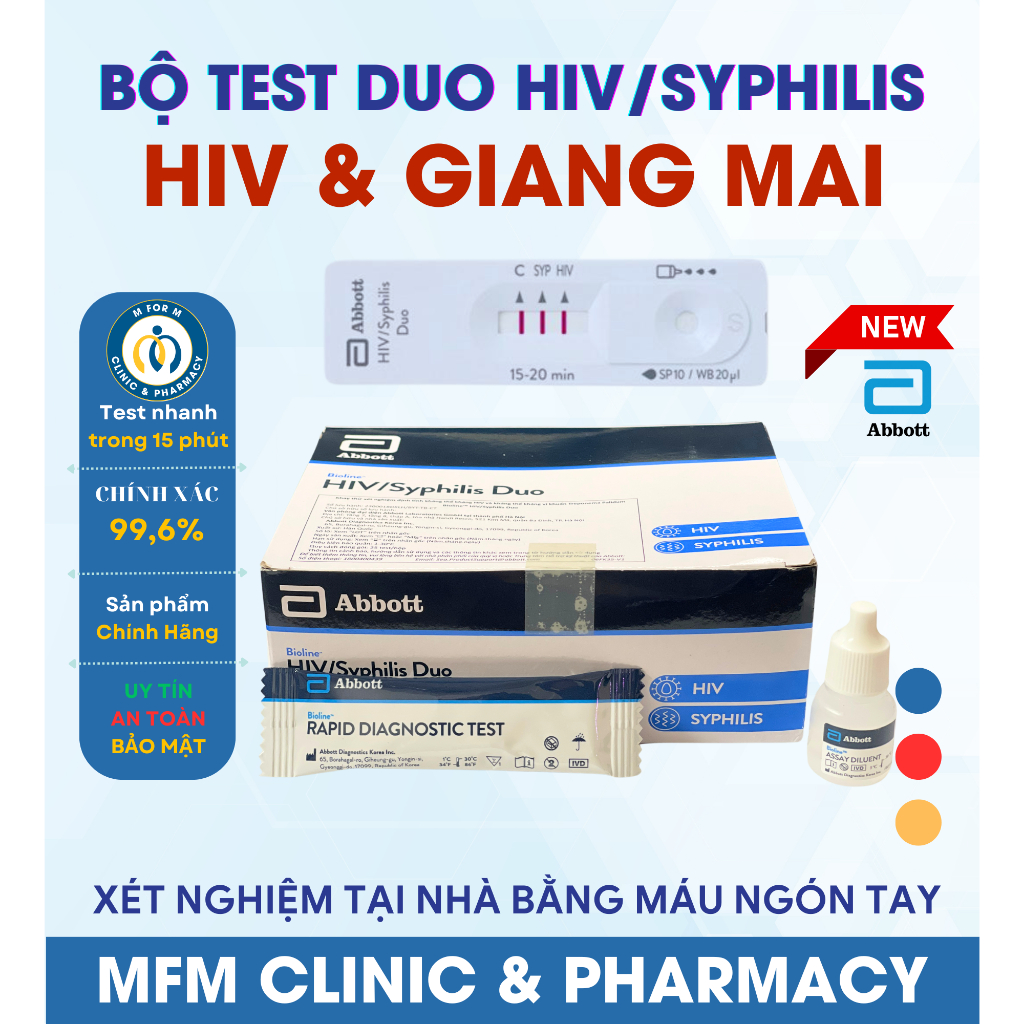 [ Hỏa tốc ] - Bộ test xét nghiệm DOU HIV/Giang mai - Abbott Hoa Kỳ (HIV ...