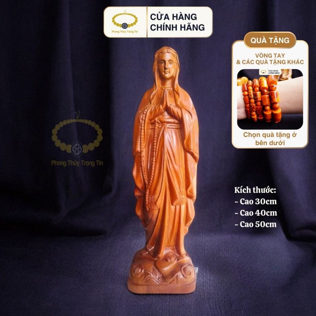 Tượng công giáo đức Mẹ Mân Côi gỗ hương đá cao cấp cao 30/40/50cm lòng ...