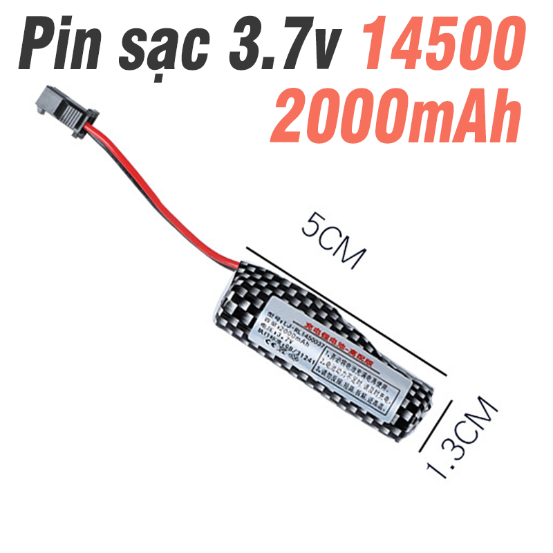 Pin sạc 3.7v 14500 dung lượng cao 2000mah cho xe mô hình điều khiển đần ...