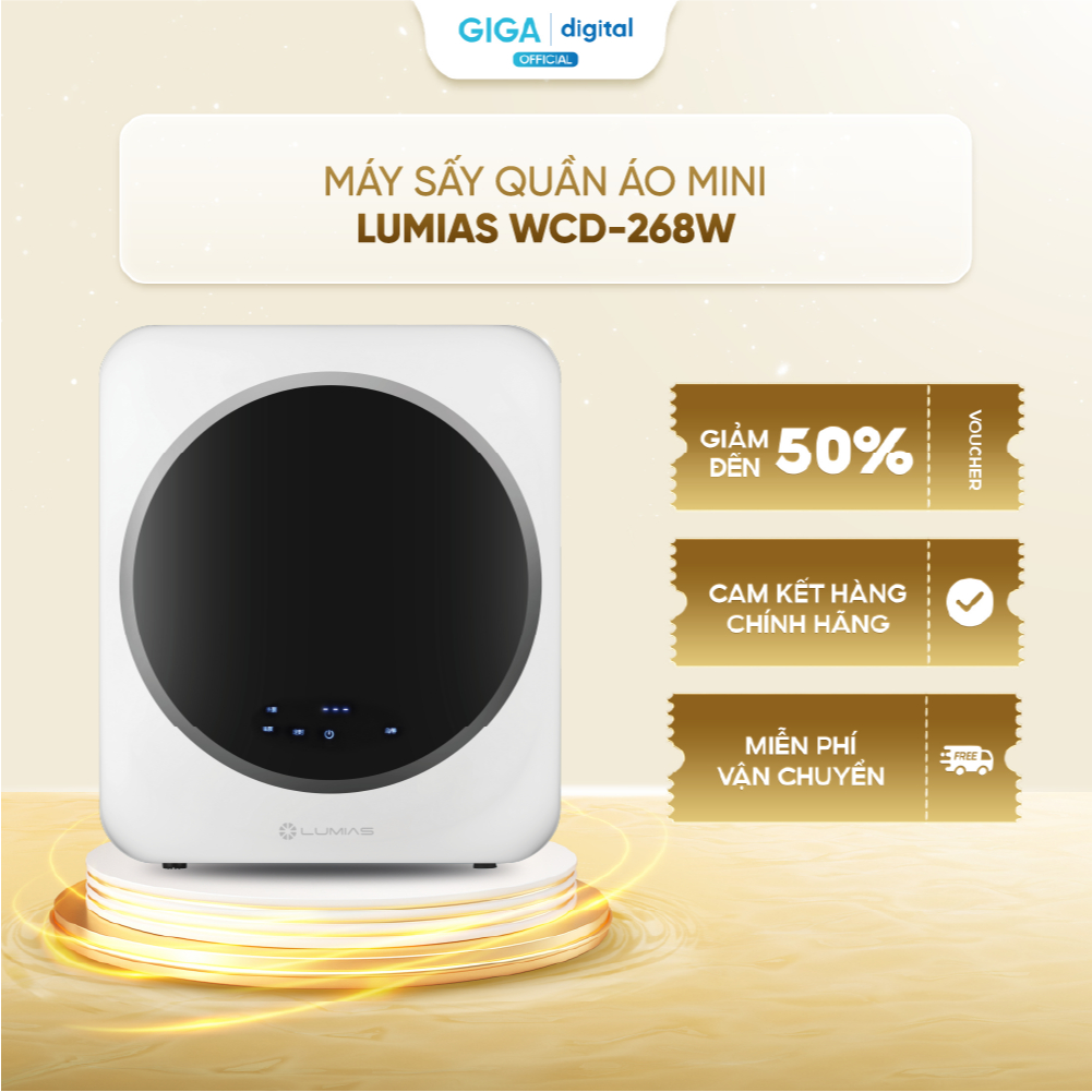 Máy sấy quần áo Lumias WCD-268W - 800W, khối lượng giặt 4kg - Khử trùng bằng tia cực tím 360 ...