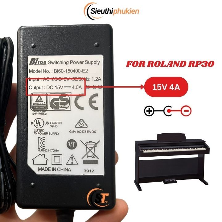 Cục nguồn Đàn Piano Điện Roland RP30 15V - bảo hành 1 năm, sạc đàn ...