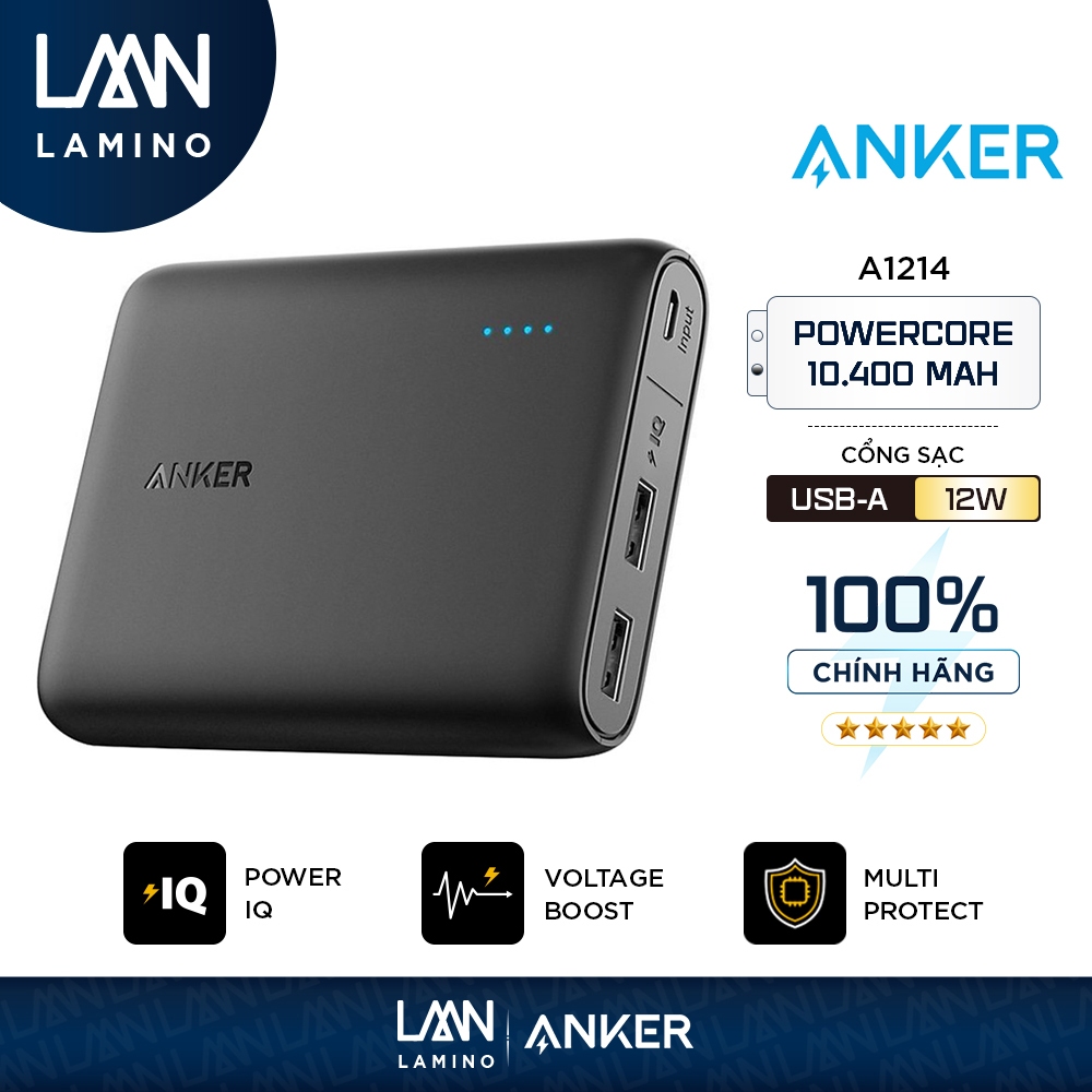 Pin sạc dự phòng ANKER PowerCore 10400mAh - A1214 - PIN KHÔNG CÓ CỔNG ...