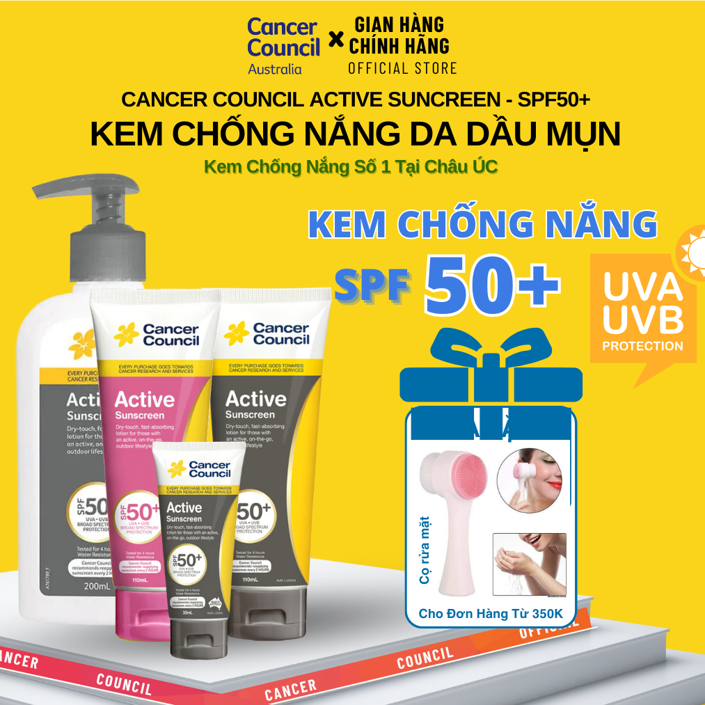 Kem Chống Nắng Cancer Council Active SPF 50+/ PA ++++ | Shopee Việt Nam