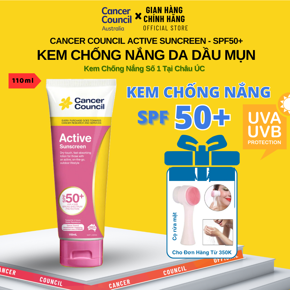 Kem Chống Nắng Cancer Council Active Pink Sunscreen 110ml SPF50+, Cho ...