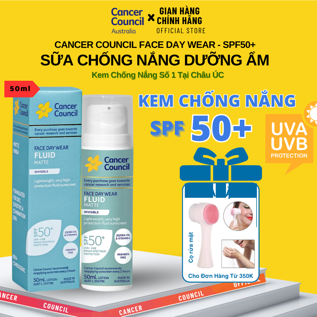 Sữa Chống Nắng Cancer Council Face Day Wear Fluid Matte SPF50+ 50ml ...