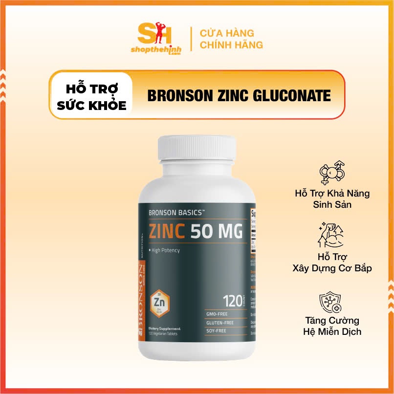 Bronson Zinc Gluconate 50mg (120 Viên) - Vitamin Kẽm và Khoáng Chất Cho ...