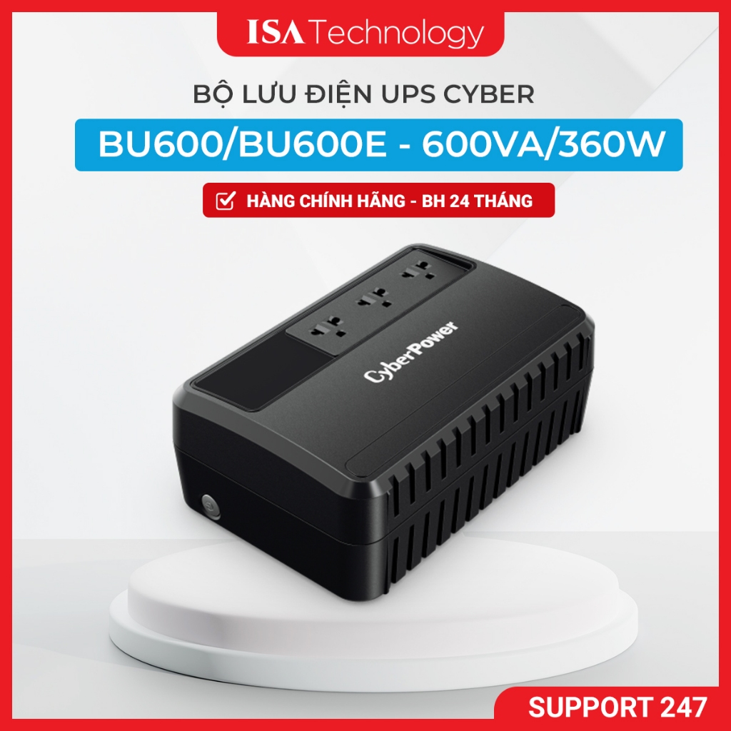 Bộ lưu điện UPS CyberPower BU600/BU600E - 600VA/360W dành cho PC, thiết ...